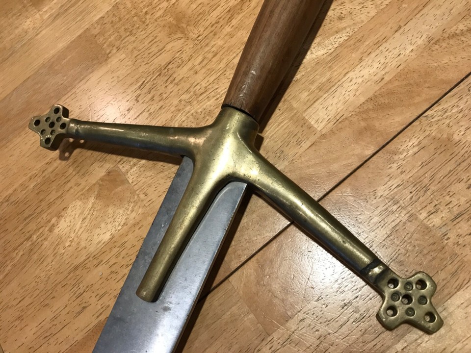 Vintage, Antique, 2 Hand Sharp, Huge Sword, Brass Hilt Medieval Sharp ...