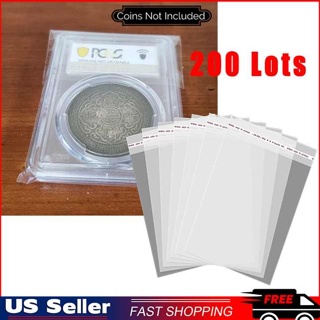 4 x 3 IN 10 x 7 cm 200 Lots Slab Coin Protector Sleeves Self Adhesive 4 ...