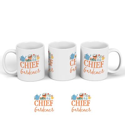 CHIEF GARDENER VARIOUS GARDENING TOOLS GARDNERS GIFT IDEA CERAMIC MUG ...