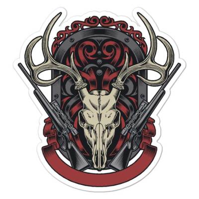 Deer Skull Rifles, Vinyl Decal Sticker, Indoor Outdoor, 3 Sizes, #7811 ...