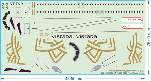 A320 NEO Vistara Livery - 1/200 - Water Decal | eBay