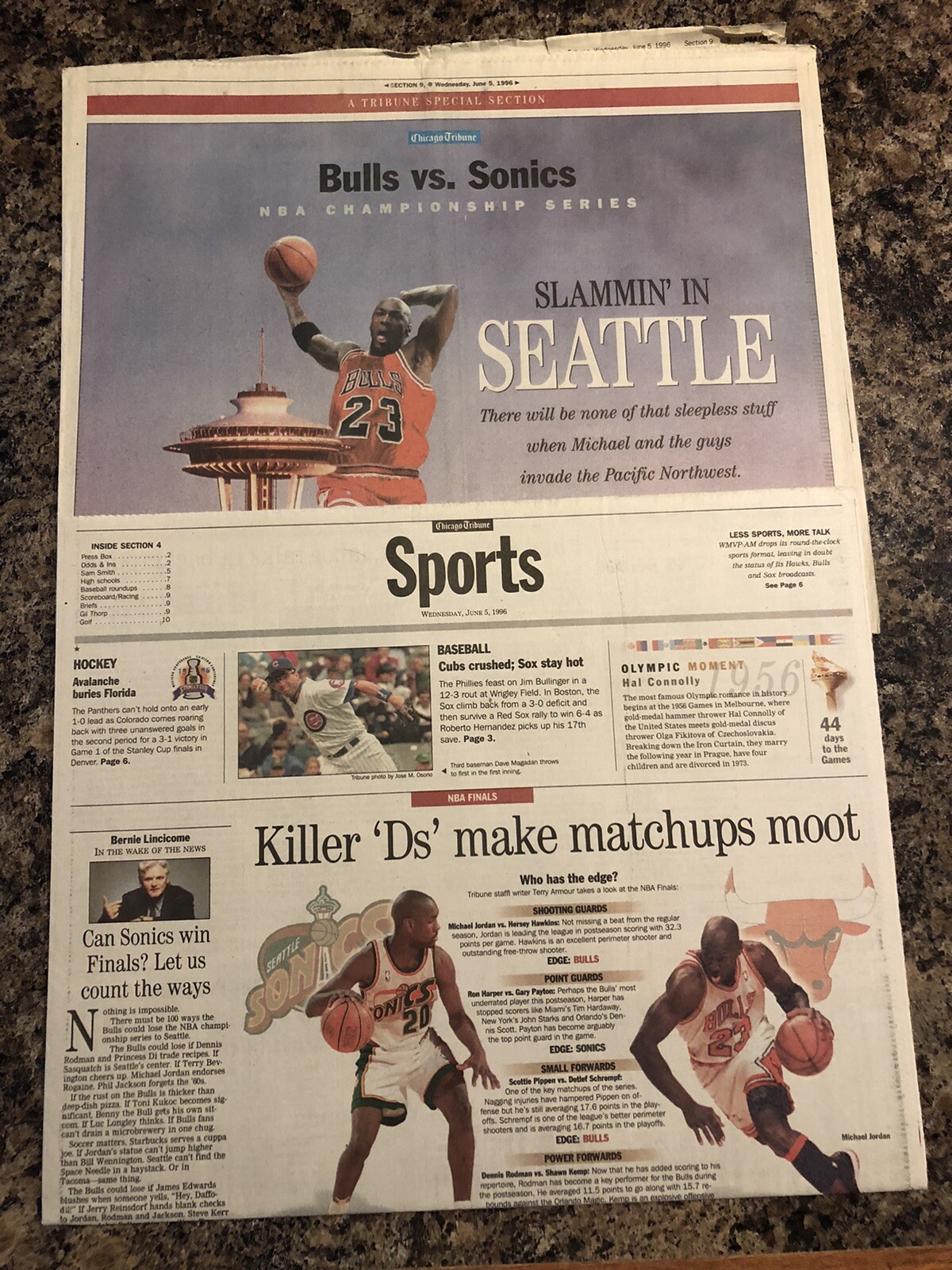 1996 Chicago Bulls Basketball Newspaper. NBA Finals Preview, Michael ...