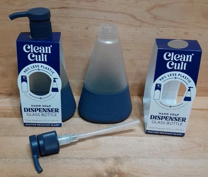 2CT: CLEAN CULT Foaming HAND Soap Dispenser Silicone/Glass Bottle 12 oz ...