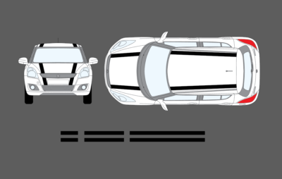 Fits Suzuki Swift 10-17 Roof Bonnet Twin Style Stripe Decal Graphic ...