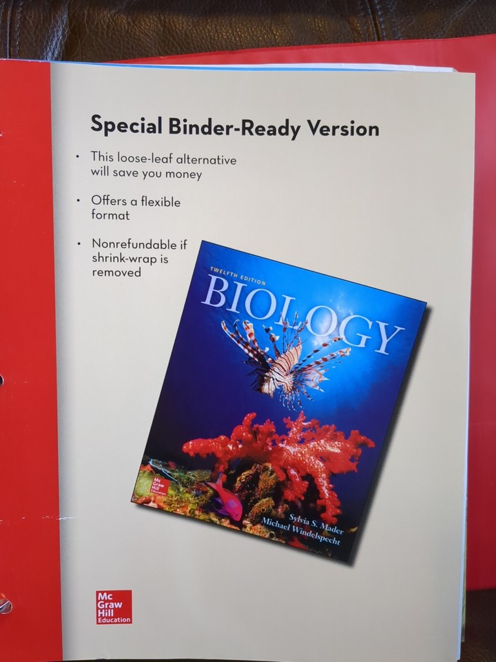 McGraw Hill Biology: 12th Ed, Mader/Windelspec; homeschool 3 ring ...