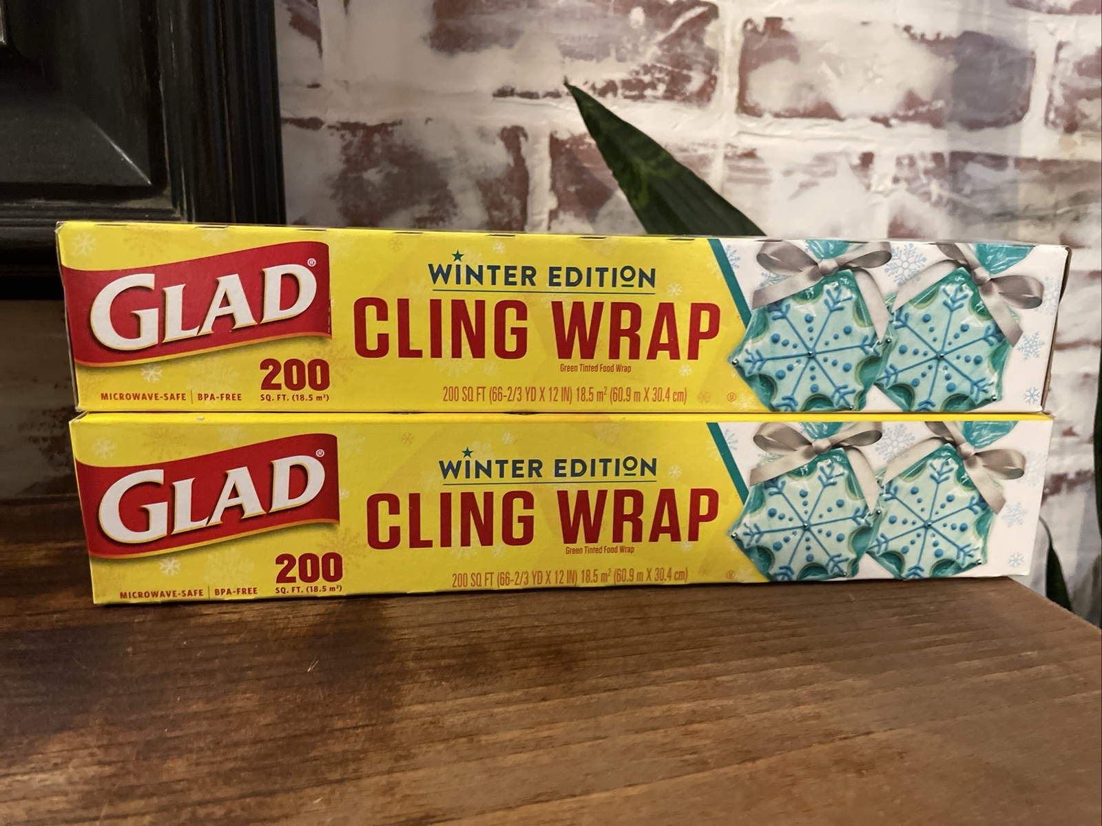 GLAD Winter Edition GREEN CLING WRAP Plastic Food Sealing. 2 Boxes. for ...