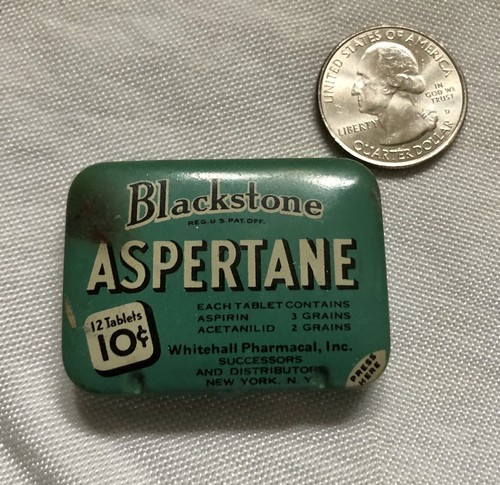 Aspertane Vintage Medicine Tin WHITETALL PHARMACAL 10 Cent Tablets | eBay