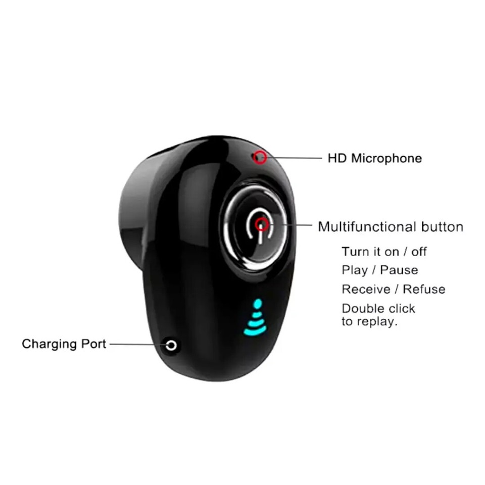 Mini Invisible Headset Earphone Wireless Bluetooth 5.0 Headset Earbuds ...
