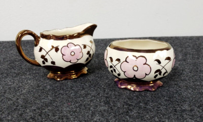Vintage English Ware Creamer & Sugar Lancaster LTD Hanley England Pink ...