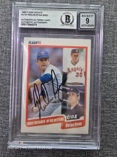 💥Nolan Ryan 1990, RARE, Fleer, Autographed, 3 Decades of No Hitters ...