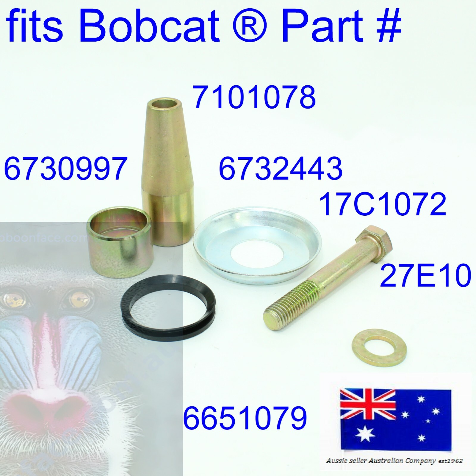 Bobtach Pivot Pin Bush Kit fits Bobcat 7101078 6730997 S185 S205 S450 ...