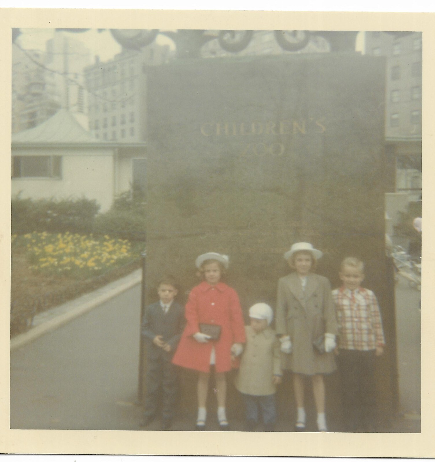 2 vtg color photo 1965 kids castle Central park children's zoo sign New ...