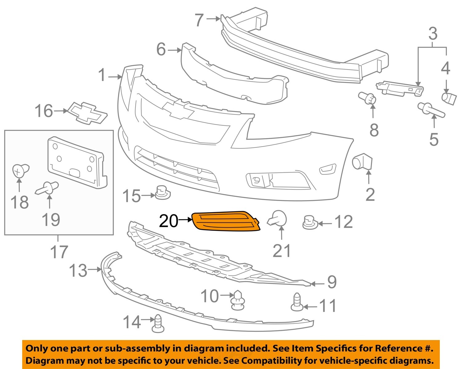 GM OEM 11-14 Cruze Front Bumper Grille Bumper Components-Trim Cover ...