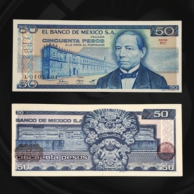 🇲🇽 1973 Mexico 50 Pesos Banknote, L0101101, Binary-Style Fancy Serial ...