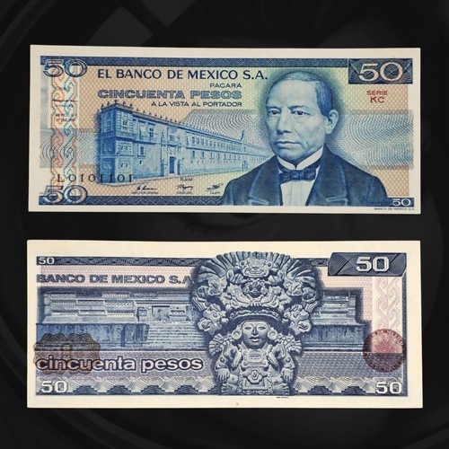 🇲🇽 1973 Mexico 50 Pesos Banknote, L0101101, Binary-Style Fancy Serial ...