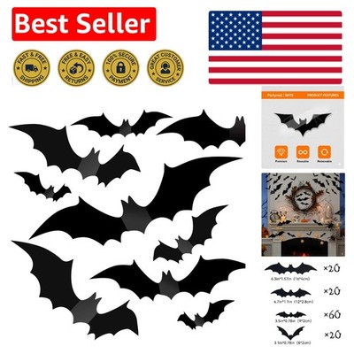Realistic 3D Black Bat Stickers - 120Pcs Halloween Wall Decor for ...