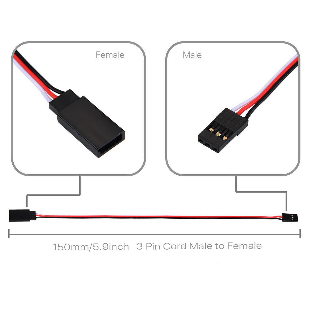 Pack of 10 Male to Female Servo Extension Lead Wire Cable 3 Pin RC JR ...