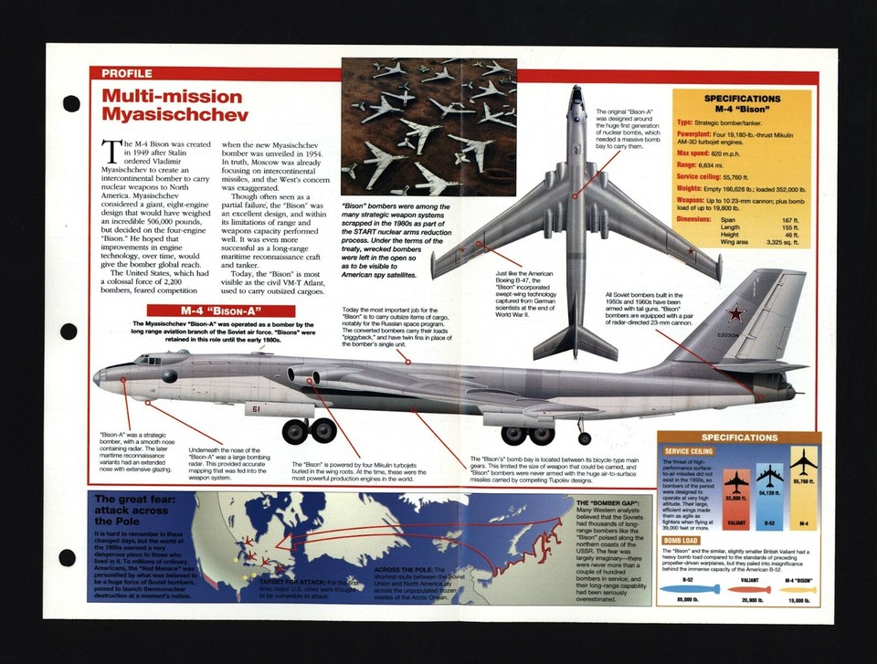 "Myasischchev M-4 Bison" Bomber Warplane-Aircraft of The World Spec ...