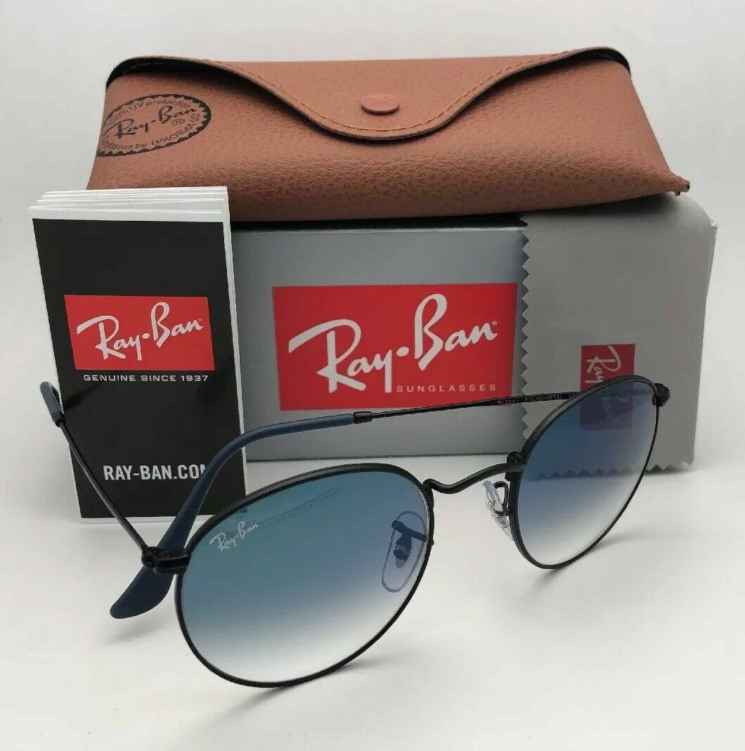 New RAY-BAN Sunglasses ROUND METAL RB 3447 006/3F Matte Black w/Mirror ...