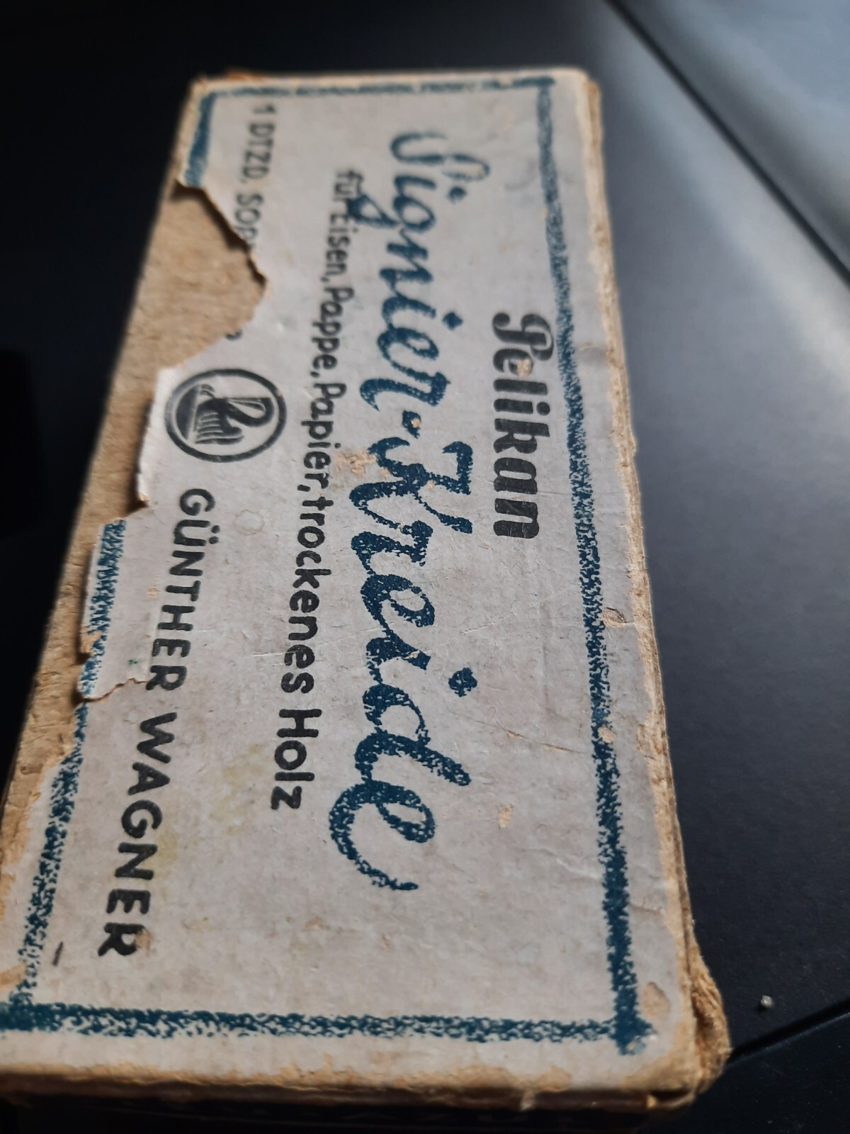 Pappschachtel **PELIKAN SIGNIER KREIDE+Pappe/Holz**ohne Inhalt+ ...