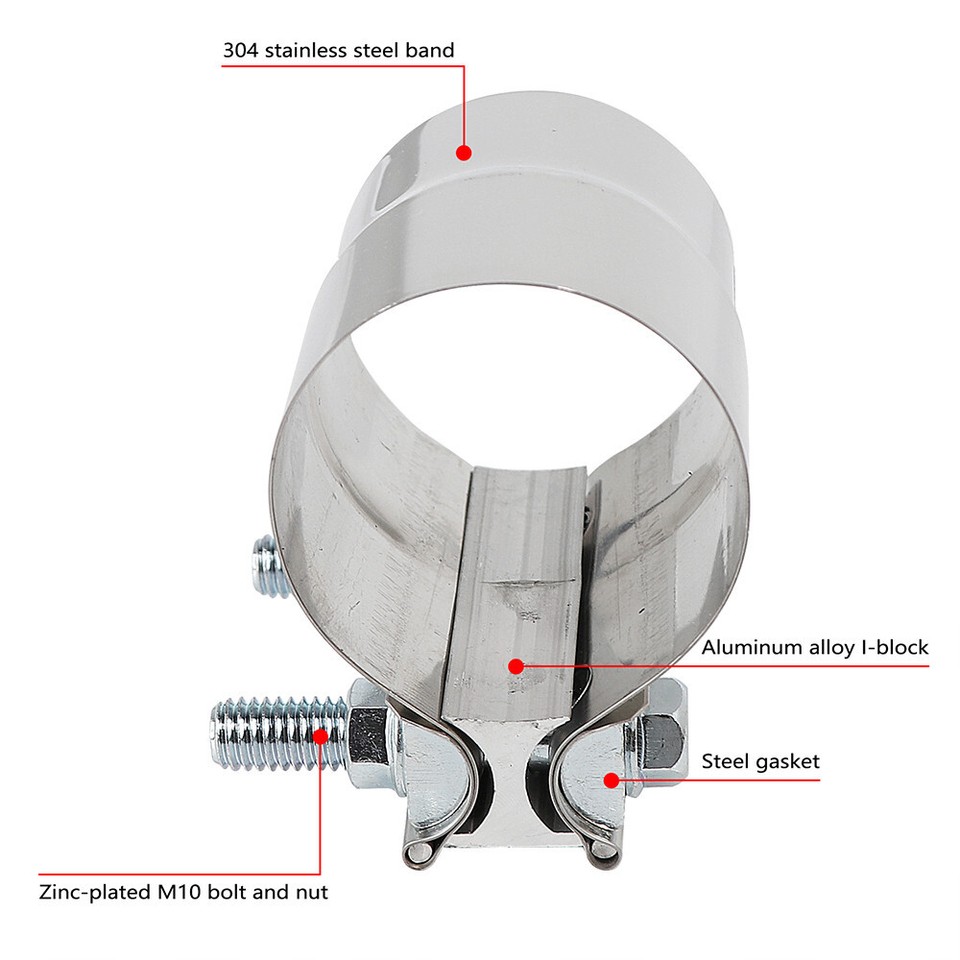 2 x 2.5'' Exhaust Clamp Lap Joint Band Clamp Stainless Steel for Pipes ...