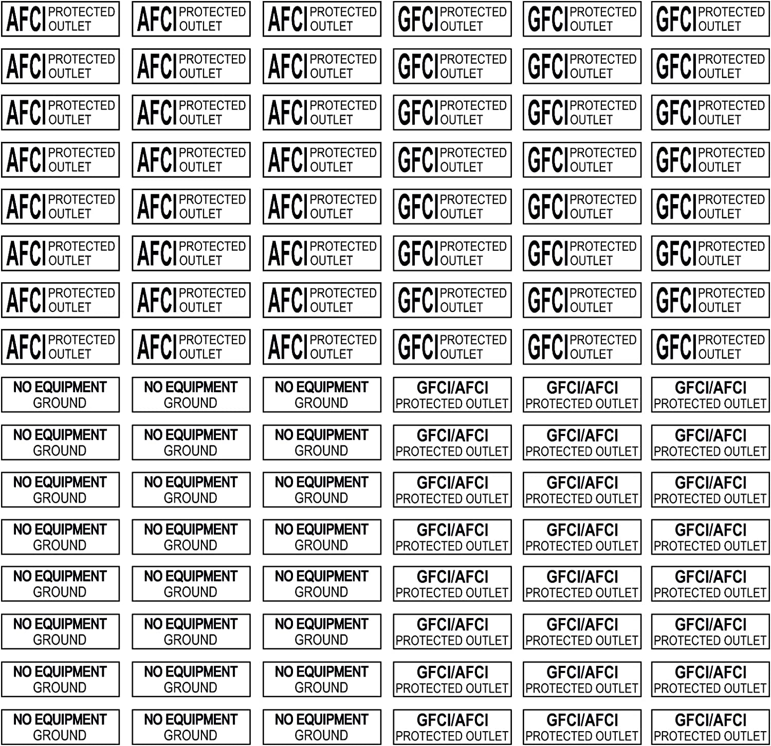 GFCI AFCI Protected Outlet Receptacle Plates Label Sticker Decal No ...