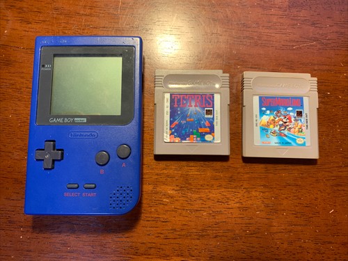 Nintendo Game Boy Pocket Blue Handheld Console Works MGB-001 Mario and ...