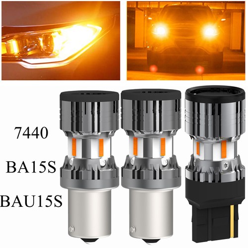 100% Canbus LED Turn Signal Lights Rear 7440 7440A 7441 Amber No Hyper ...