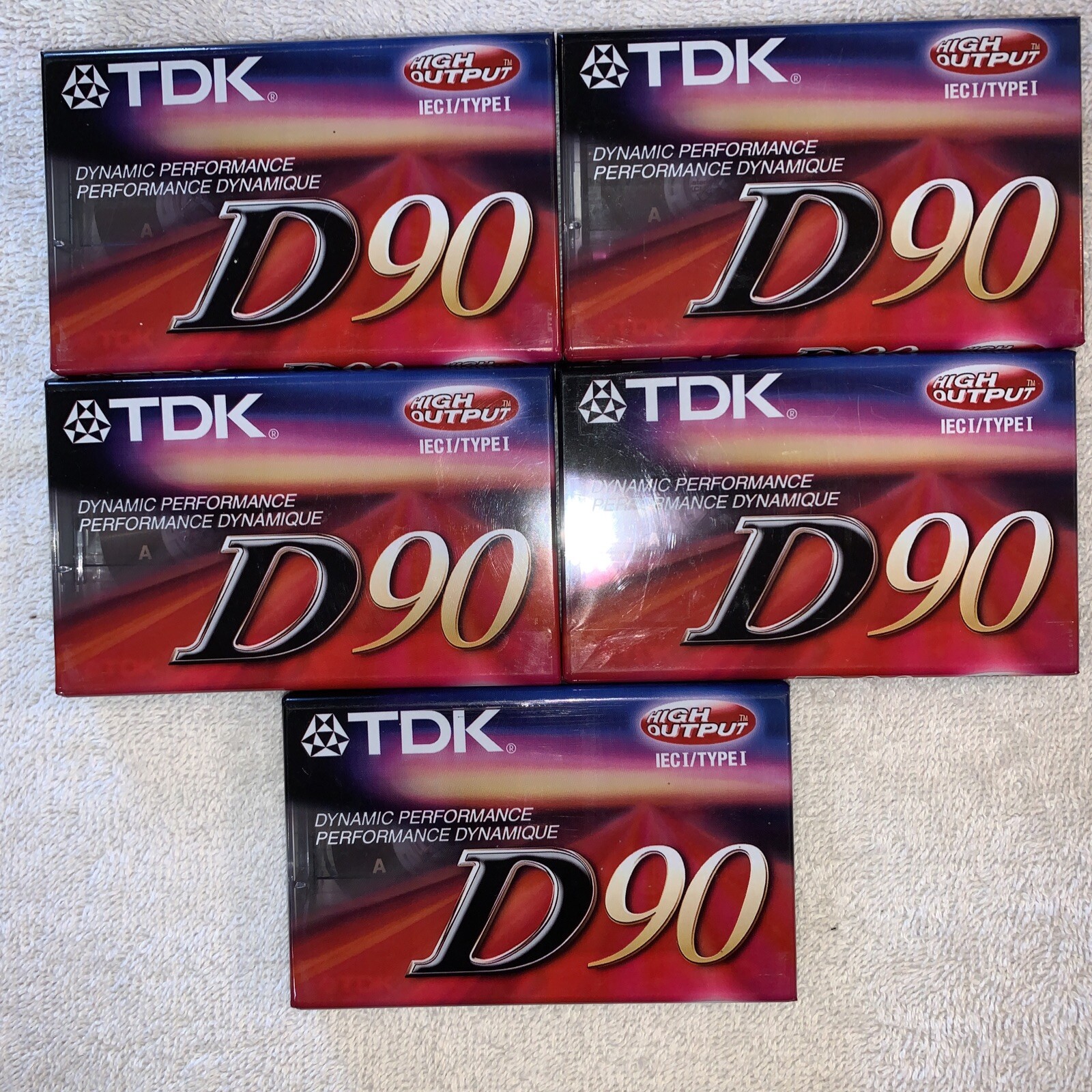 Lot of 5 TDK D90 High Output IEC Type I Sealed Blank Cassettes ...