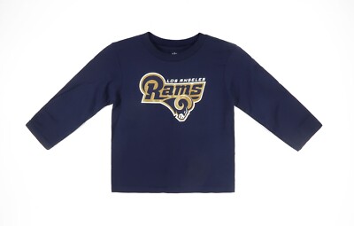NFL Brand Big Kids T-Shirts Tops Los Angeles Rams Navy Blue Cotton Long ...