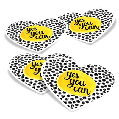 4x Heart Vinyl Stickers Cute Yes You Can Positive Quote #50713 | eBay UK