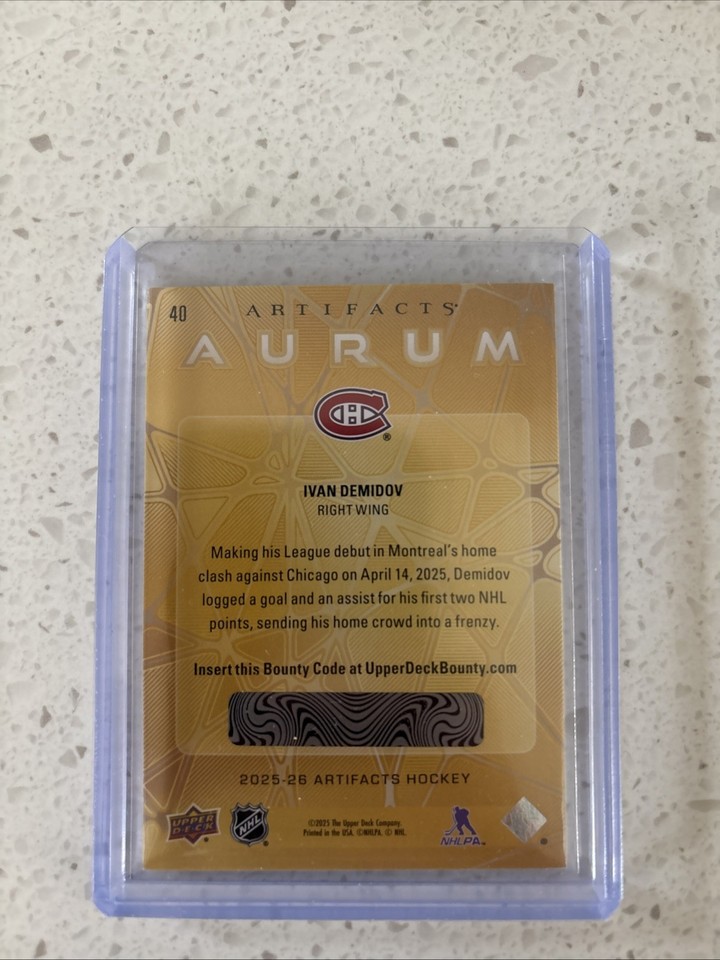 2025-26 Upper Deck Artifacts Aurum Rookie Ivan Demidov Rookie #40 ...