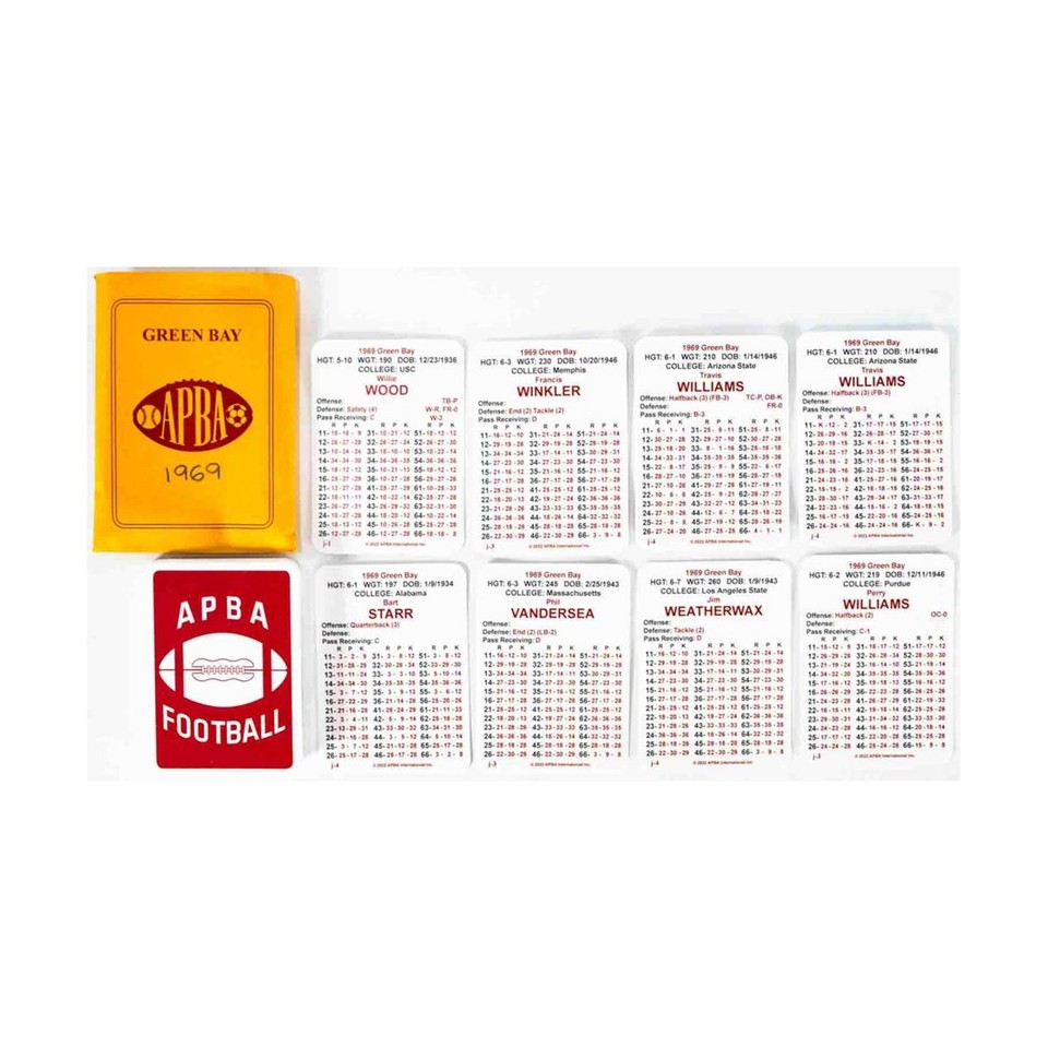 APBA APBA Football Card Sets Football (Complete Season Cards 1969) (2nd ...
