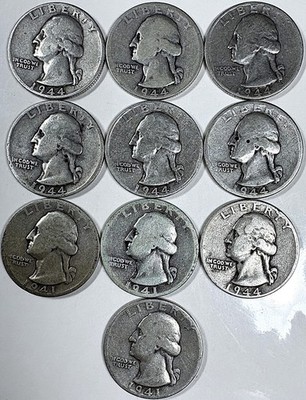 Quarter Roll of (10) 1941-1944 90% Silver Washington Quarters | eBay