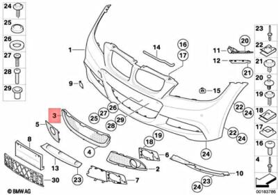 Genuine BMW E90N E91N Sedan Front Bumper Center M Grille OEM ...