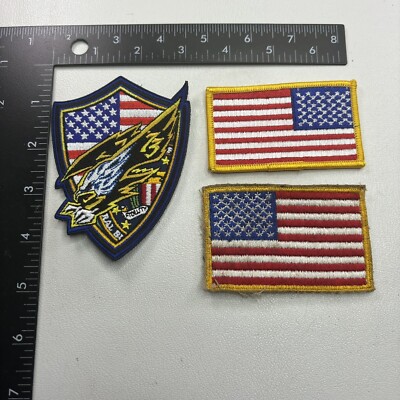 3 USA FLAG THEMED Patches. 1 Regular, 1 Reverse & 1 w/ Eagle T071 | eBay