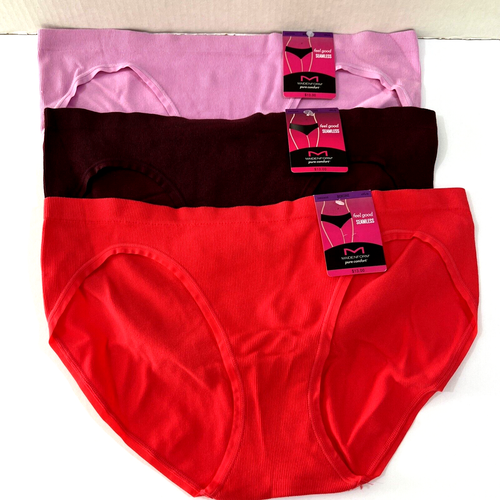 NEW Maidenform 3 Pairs Bikini Pure Comfort Seamless 2XL/9 Multi-Color ...