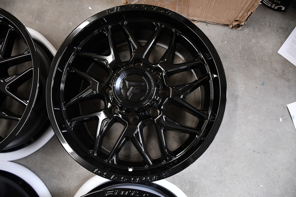 Set 4 20x9 Fittipaldi FA19 Gloss Black Wheels 8x180 18mm For Chevy GMC ...