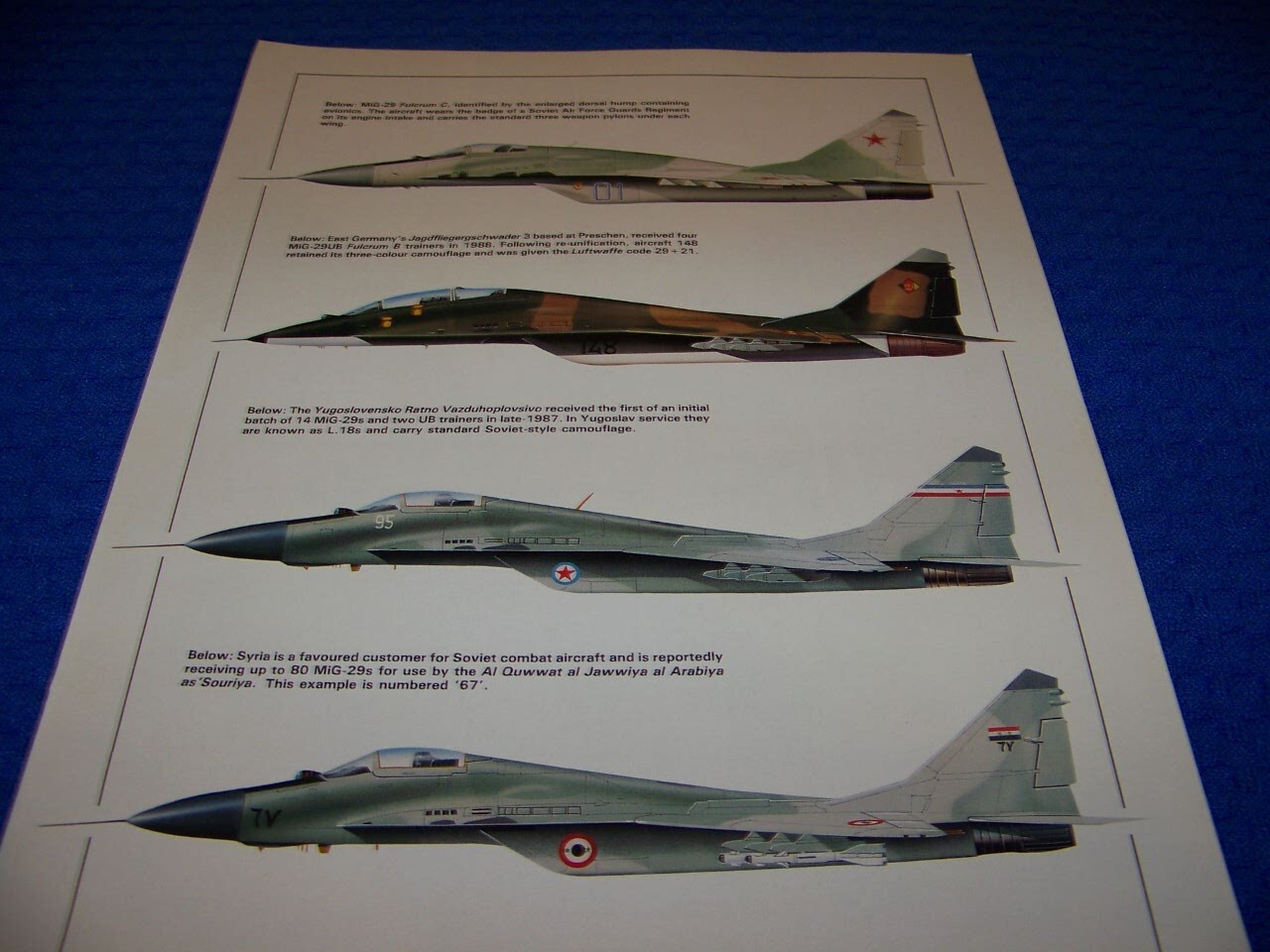 MIG-29 VARIANT COLOR PROFILES..4-COLOR PROFILES/HISTORY...(984HH) | eBay