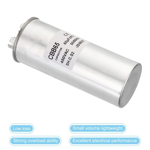 CBB65 60uF Run Capacitor 60mfd AC 450V Aluminum Case with 2 Terminal | eBay