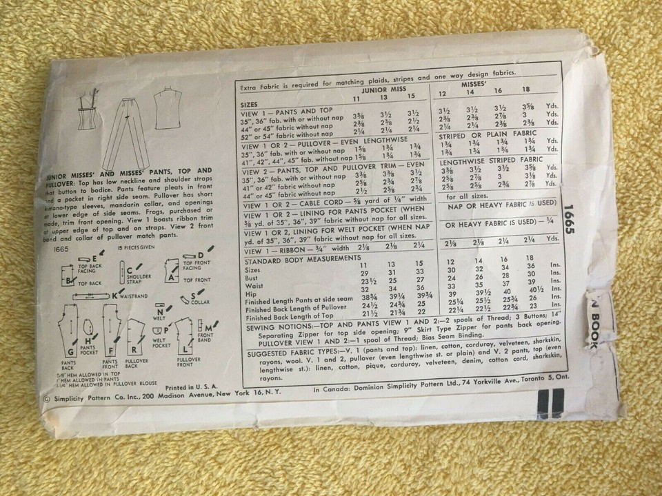 Simplicity Patterns (W) ~ CUT PATTERNS ~ All are Size 12 ...