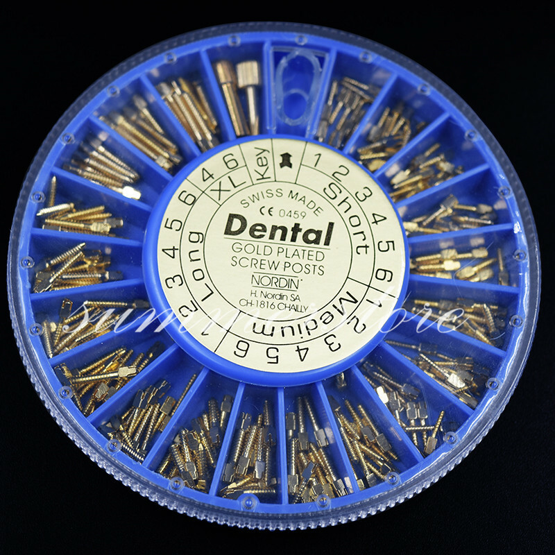 120/240 Pcs Dental Conical Screw Posts Kits Gold Plated Tapered Root ...