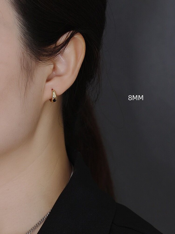 6-10mm Women Real s925 Sterling Silver Oval Hoop Huggie Earring Pierced ...