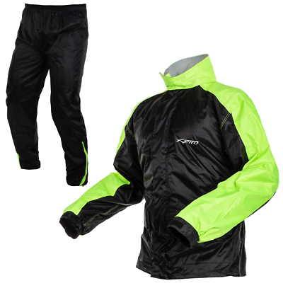 Waterproof Trousers Jacket Rainproof High Visibility Scooter Moto FLUO ...