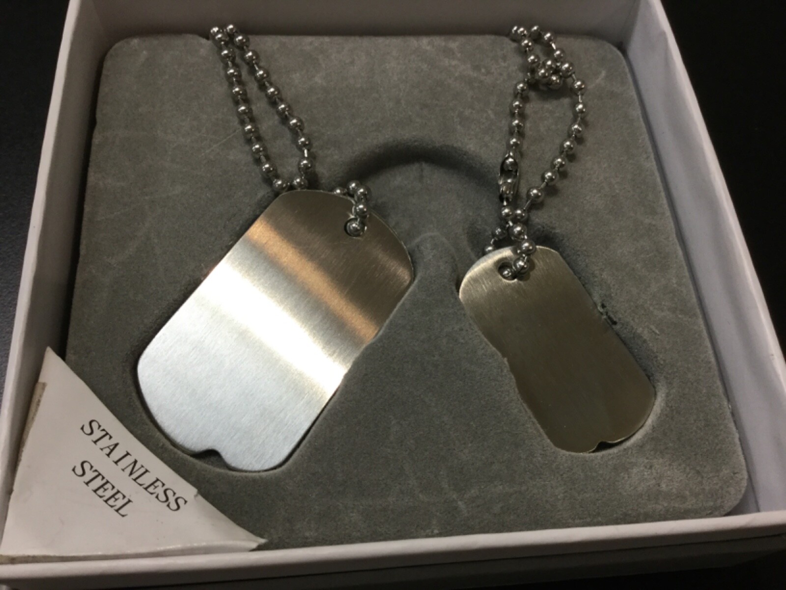 FREE ENGRAVING!! Men’s stainless dog tag with ball chain | eBay