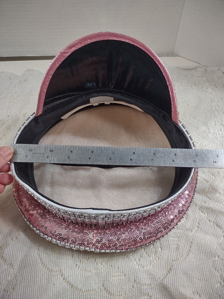 Lady Sequin Rhinestone Captain Hat Party Festival Clubwear Pink Cap ...
