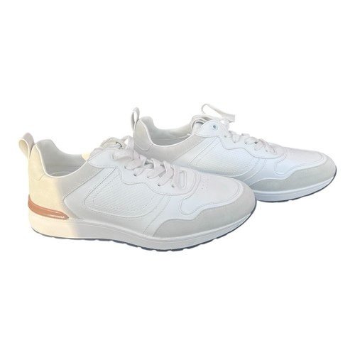 Bruno Marc Mens White Vegan Leather Lace Up Tennis Shoes Size 11 | eBay