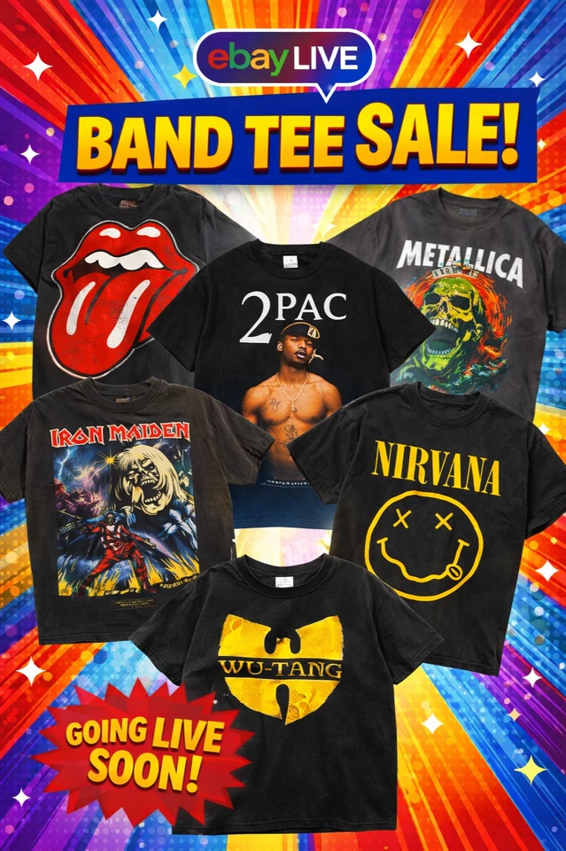 Band tees, graphic tees, random sizes , ebay live | eBay Live UK