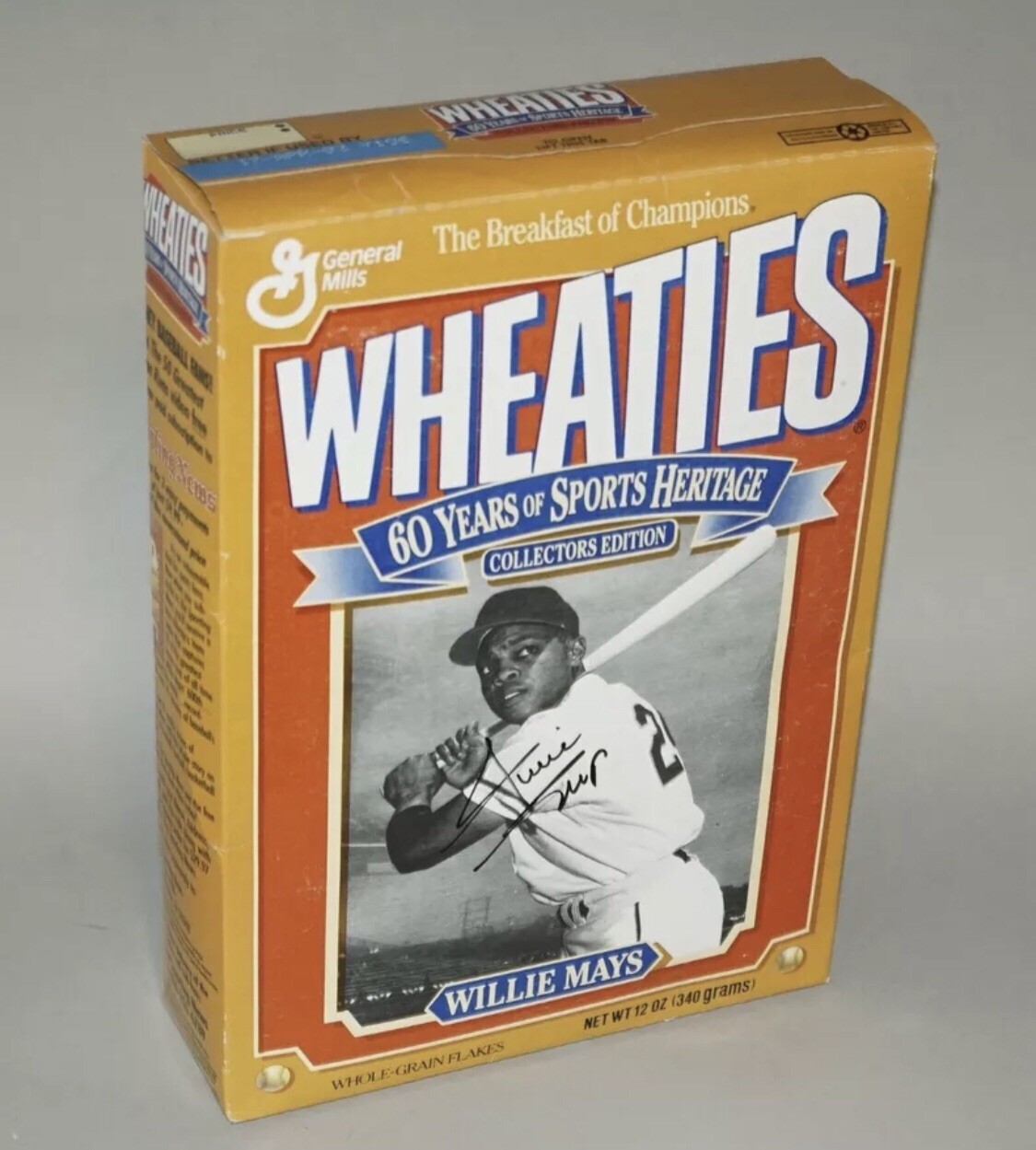 WILLIE MAYS GIANTS BASEBALL WHEATIES FULL CEREAL BOX AUTOGRAPH SIGNED ...