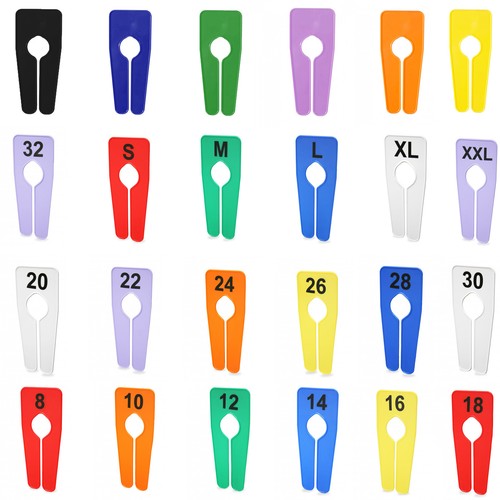 PLAIN/ SIZE COLOURED GARMENT/ CLOTHES RAIL DIVIDERS XS-XXL/ 8-44 SIZE ...